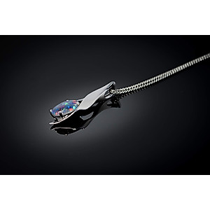 Australian Black Opal Triplet - Fire Opal - Genuine Australian Triplet Opal Necklace Pendant in 925 Sterling Silver Gold Plated Women's Jewelry