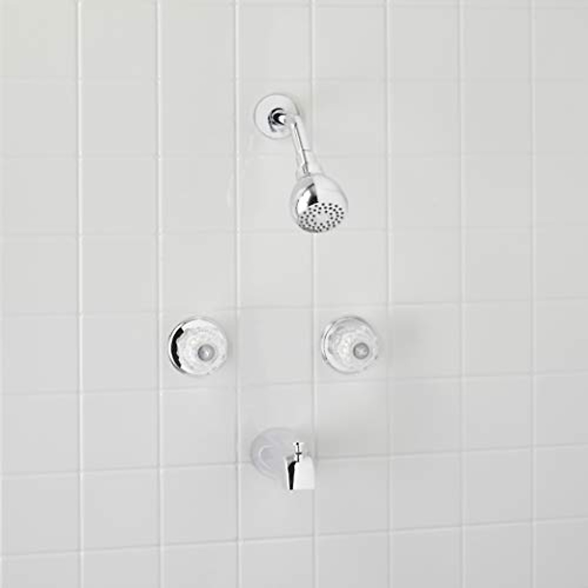 Aqua Vista 10SHO1H-CH-AV Acrylic Knobs Tub and Shower Faucet Trim Kit, Polished Chrome Two Handle