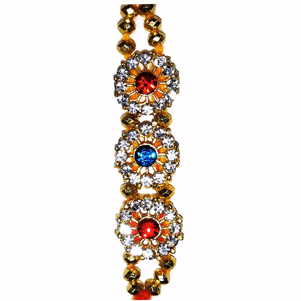 Best Rakhi,Diamond Rakhi,Set of Two Rakhi,Rakhi Threads, Raksha bandhan Strand Bracelets Gift for Your Brother/Siblings - Bhai & Multicolored Hand Made Rakhi Set (Rakhi Pattern 1)