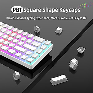 108 Key Double Shot PBT Pudding Keycaps with Translucent Layer Keycap Puller for Standard Full 104Key Compact 61Key/68Key/87Key/96Key Mechanical Keyboard MX Switch DIY Keycap(White Keycaps)