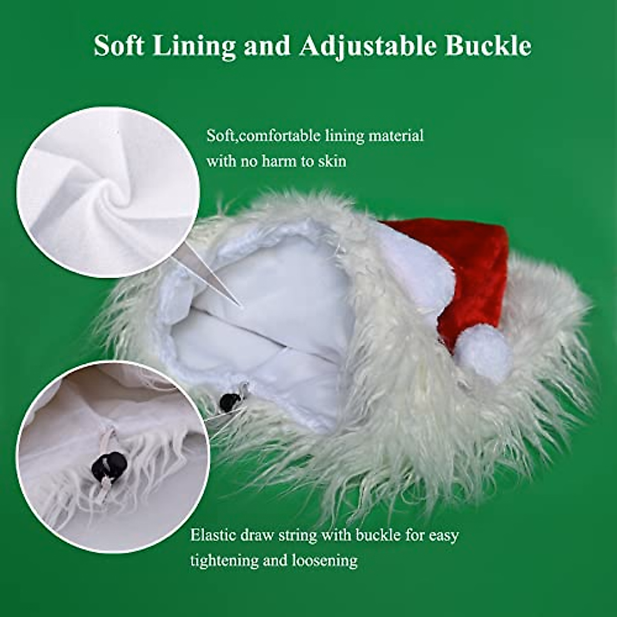 Funny Pet Reindeer Moose Costumes for Dog, Cute Furry Pet Wig for Halloween Christmas, Pet Clothing Accessories (Santa Claus, Size M)