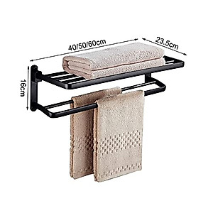 Towel Rail Towel Bar Towel Holder Wall Mounted Bath Towel Rack,Towel Bar Rail Bath Towel Shelf Matte Dual Towel Holder Stainless Steel Kitchen Bathroom Towel Rack Towel Shelf (Size : 60Cm)