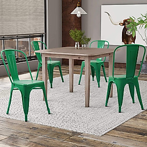 Furmax Metal Chairs Indoor/Outdoor Use Stackable Chic Dining Bistro Cafe Side Chairs Set of 4 (Green)