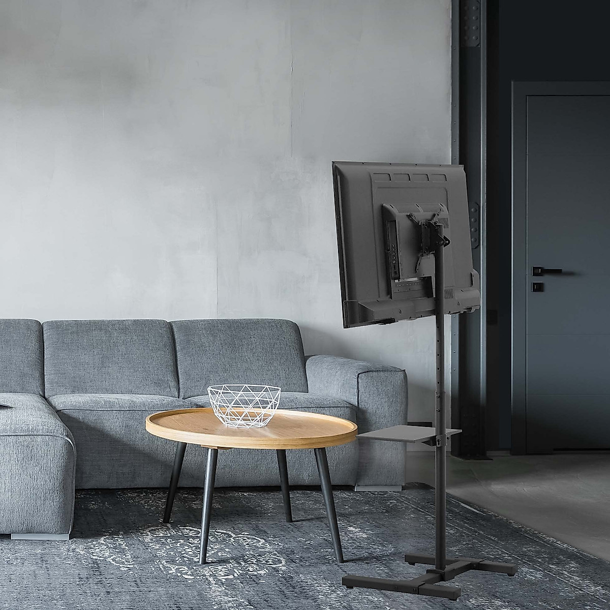 VIVO TV Floor Stand for 13 to 50 inch Flat Panel LED LCD Plasma Screens, Portable Display Height Adjustable Mount with Storage Shelf, Black, STAND-TV07-S