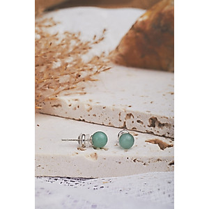 Jade Earrings for Women Jade Stud Earrings Jade Earrings for Men 6mm Sphere Lighter Green Jade Studs Graduation Gift Birthday Anniversary Holidays(A Pair of Studs, Lighter Green, 6mm Sphere)