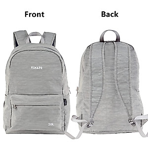 vimapo Lightweight Foldable Backpack for Travel, 20L Packable Hiking Daypack, Camping Outdoor Cycling Bag for Adult & Teen (Grey)