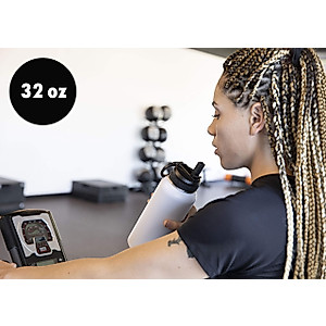 MIRA Water Bottle with Straw and Handle Lid Vacuum Insulated Stainless Steel Metal Thermos Bottle - Reusable Leak Proof Keep Cold Sports Flask - 32 oz, 2 Lids, Black