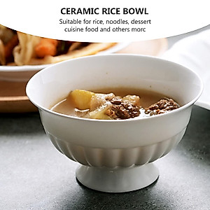 DOITOOL Ceramic Footed Bowl Round Pedestal Bowl Decorative Fruit Bowl Holder Dessert Display Stand for Kitchen Counter Centerpiece Table Decor Serving Fruit Tray White