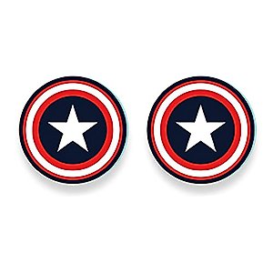 SALEX Replacement Metal Plates Set with White Star Print. Kit of 2 Round Iron Discs Without Holes for Magnetic Car Phone Holders, Wall & Air Vent Mounts, Cases, Magnets. 3M Adhesive Backing. 2 Pack.