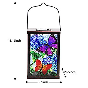 SUBOLO Hanging Solar Lantern, Outdoor Decorative, LED Solar Butterfly Lights, Tabletop Lamp for Outdoor Patio Garden