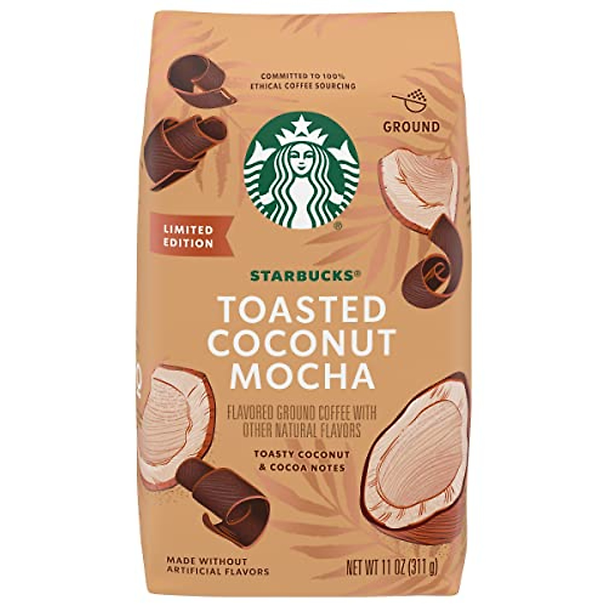 Starbucks Flavored Ground Coffee (Toasted Coconut Mocha, 11 oz (Pack of 2)