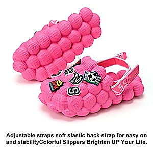 QIGEGE Kids Bubble Slides with DIY Football Baseball Charms Boys Girls Golf Ball Shoes, Funny Massage Bubble Slippers Kids Non-Slip House Slippers Beach Sandals