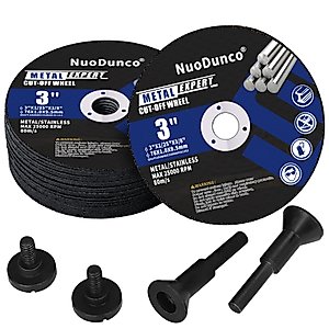 NuoDunco 24 Pack Cut-Off Wheel 3 Inch, 3” x 1/25” x 3/8” Cutting Wheel, Metal & Stainless Steel Cutter Discs with 1/4 Stem Mounting Mandrel for Die Grinder Rotary Tool Drill Attachment
