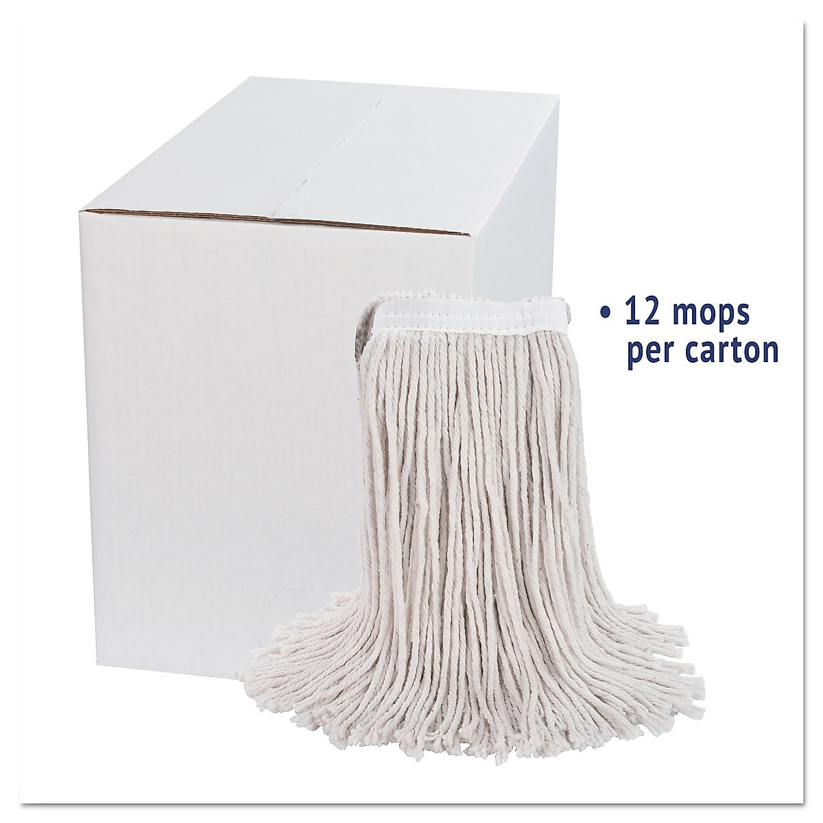 Boardwalk BWK224CCT 24 oz. Cotton Premium Cut-End Wet Mop Heads - White (12/Carton)