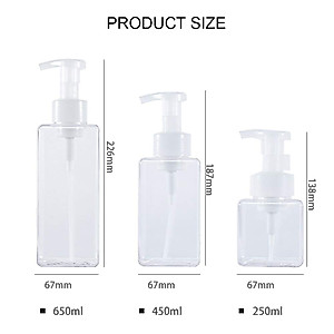 Soap Dispenser Pump Square Clear Foaming Bottle Liquid Soap Whipped Mousse Points Bottling Shampoo Lotion Shower Gel Foam Pump Bottles Ending 250/450/650ML Hand Lotion Bottle ( Color : 650ml black )