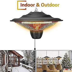 WLL-DP Electric Patio Heater, Ceiling Hanging Space Heater, Freestanding Silent Heater, 3 Power Settings, for Indoor Outdoor Yard Garden, 2000W