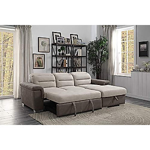 Lexicon Otis Living Room Sectional Sofa Sleeper with Storage, Two-Tone