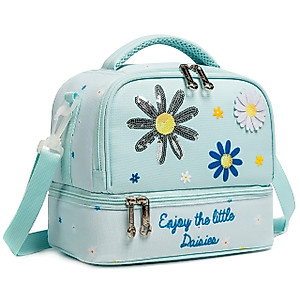 MOHCO Kids Lunch Bag Insulated Bento Cooler Bag Two compartments Cooler for Boys and Girls with Adjustable Strap Travel Lunch Tote