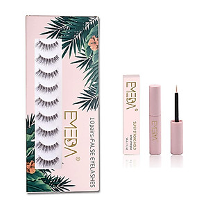 10 Pairs Natural False Lashes and White Glue