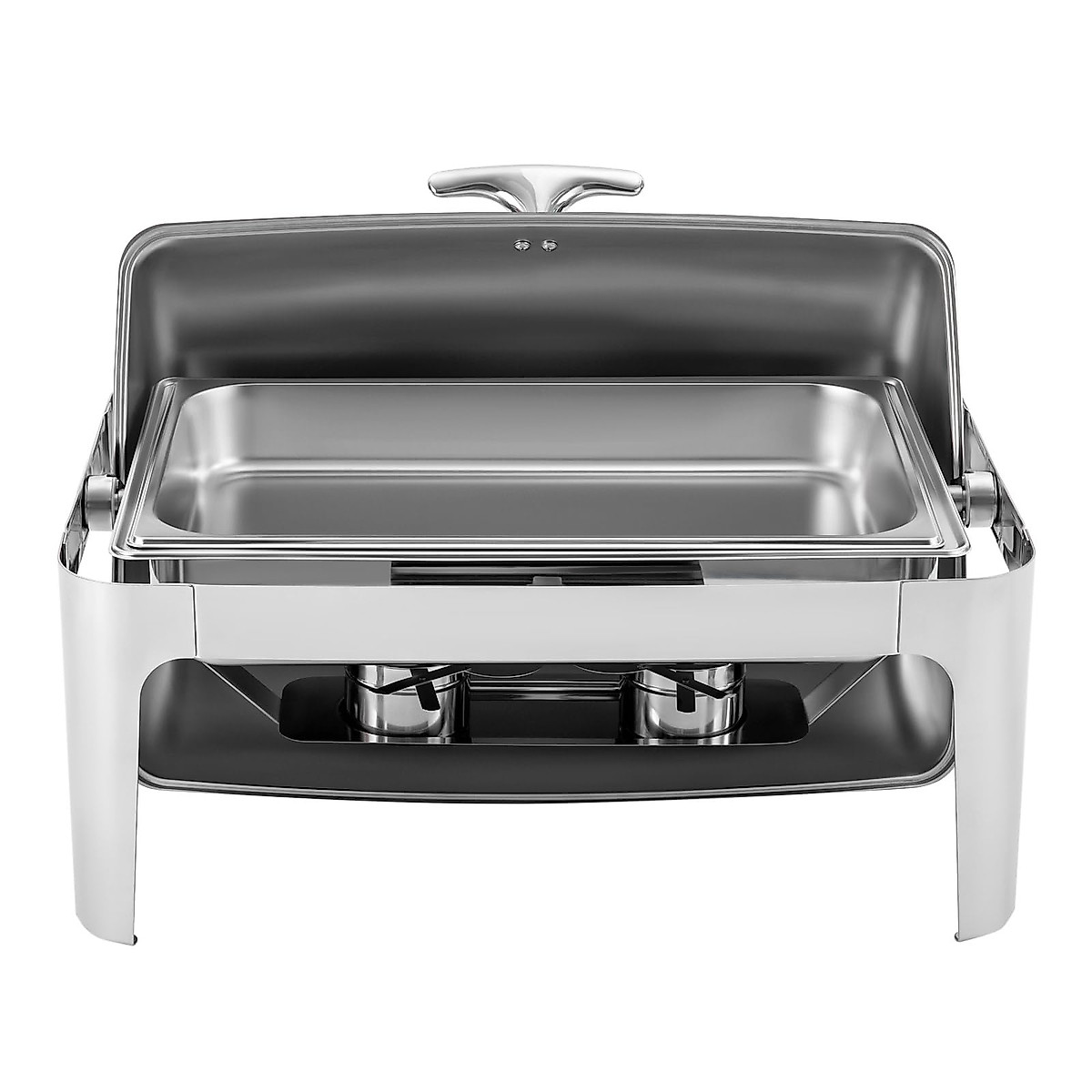 Roll Top Chafing Dish Buffet Set, 9.5 Qt Stainless Steel Rectangular Chafer Set with 2 Fuel Cans Warming Tray for Wedding, Parties, Banquet, Catering Events, Graduation