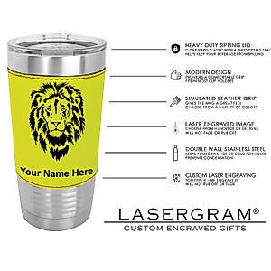 LaserGram 20oz Vacuum Insulated Tumbler Mug, Deer, Personalized Engraving Included (Faux Leather, Softball Style)