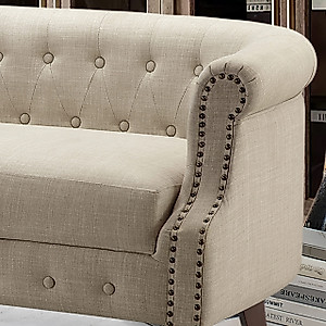 Rosevera C18-1 (1-B) Garner Chesterfield Settee Loveseat, Beige