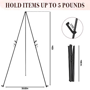 DDEAT Easel Stand for Wedding Sign & Poster 63'' Easels for Display Portable Art Easel for Floor Adjustable Metal Easel Black