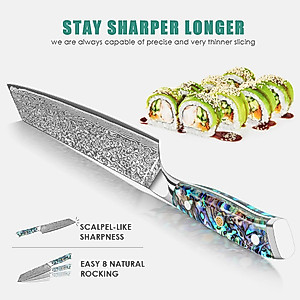 KEENZO Damascus Kiritsuke Knife 8 inch, Professional Chef Knife, Sharp Hand-Forged Kitchen Knives,Japanese 67-Layers Damascus Steel Butcher Knife,Ergonomic Handle with Gift Box