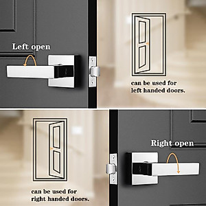 Probrico Polished Chrome Door Levers Hallway and Closet Passage Function Door Handles Modern Style Square Leverset Interior Heavy Duty Non-Locking Hardware, 10 Pack