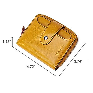 BOSTANTEN Women Leather Handbag Designer Top Handle Satchel Shoulder Bag Crossbody Purse Yellow Leather Wallets for Women RFID Blocking Zipper Pocket Small Bifold Wallet Card Case