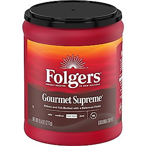 Folgers Gourmet Supreme Medium Dark Roast Ground Coffee, 9.6 Ounces (Pack of 6)
