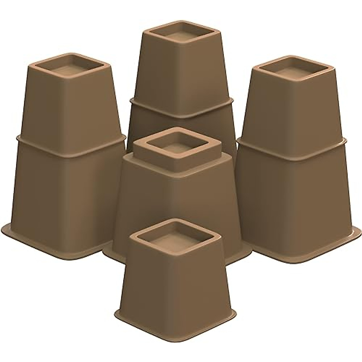 Lufia Bed Furniture Risers Heavy Duty, Elevation in Heights 8, 5 or 3 Inch, Adjustable Furniture Risers for Sofa, Table, Couch, Chair or Desk, Supports up to 1,300 lbs (Set of 4, Brown)