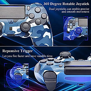 YU33 Remote for PS4 Controller, Wireless Gamepad Work for Playstation 4 Controllers, Game Control for PS4 Controller Pro with Joystick, Pa4 Controller for PS4/Silm/PC Camo Blue