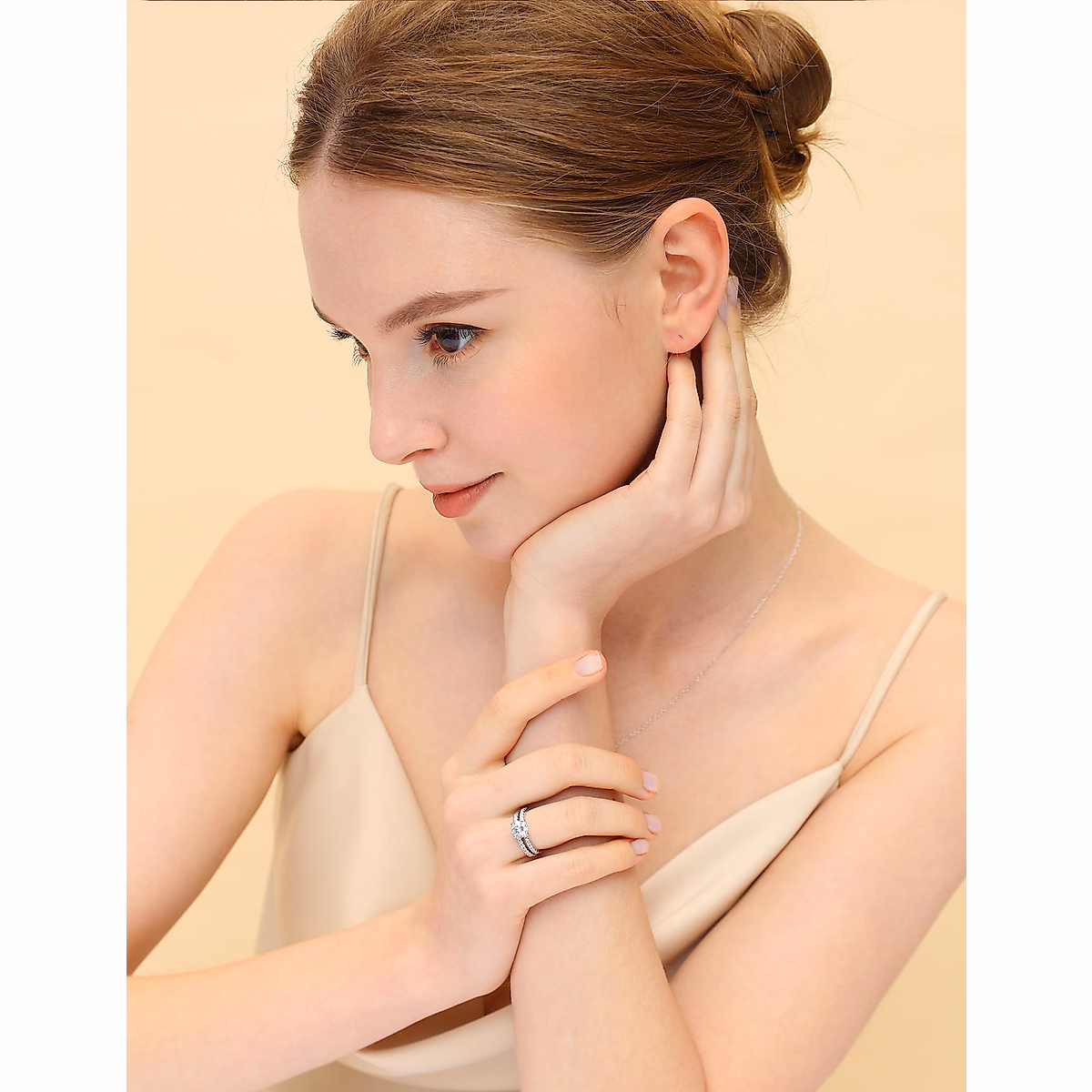 EAMTI 1.25CT 925 Sterling Silver Bridal Ring Sets Round CZ Engagement Promise Rings for Her Cubic Zirconia Wedding Bands for Women Size 9