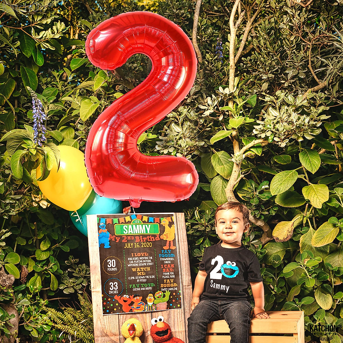 KatchOn, Big Red Number 2 Balloon - 40 Inch | 2nd Birthday Balloons for Two Fast Birthday Decorations | 2 Balloon Number for 2nd Birthday Decorations for Boys | Plim Plim Birthday Party Supplies