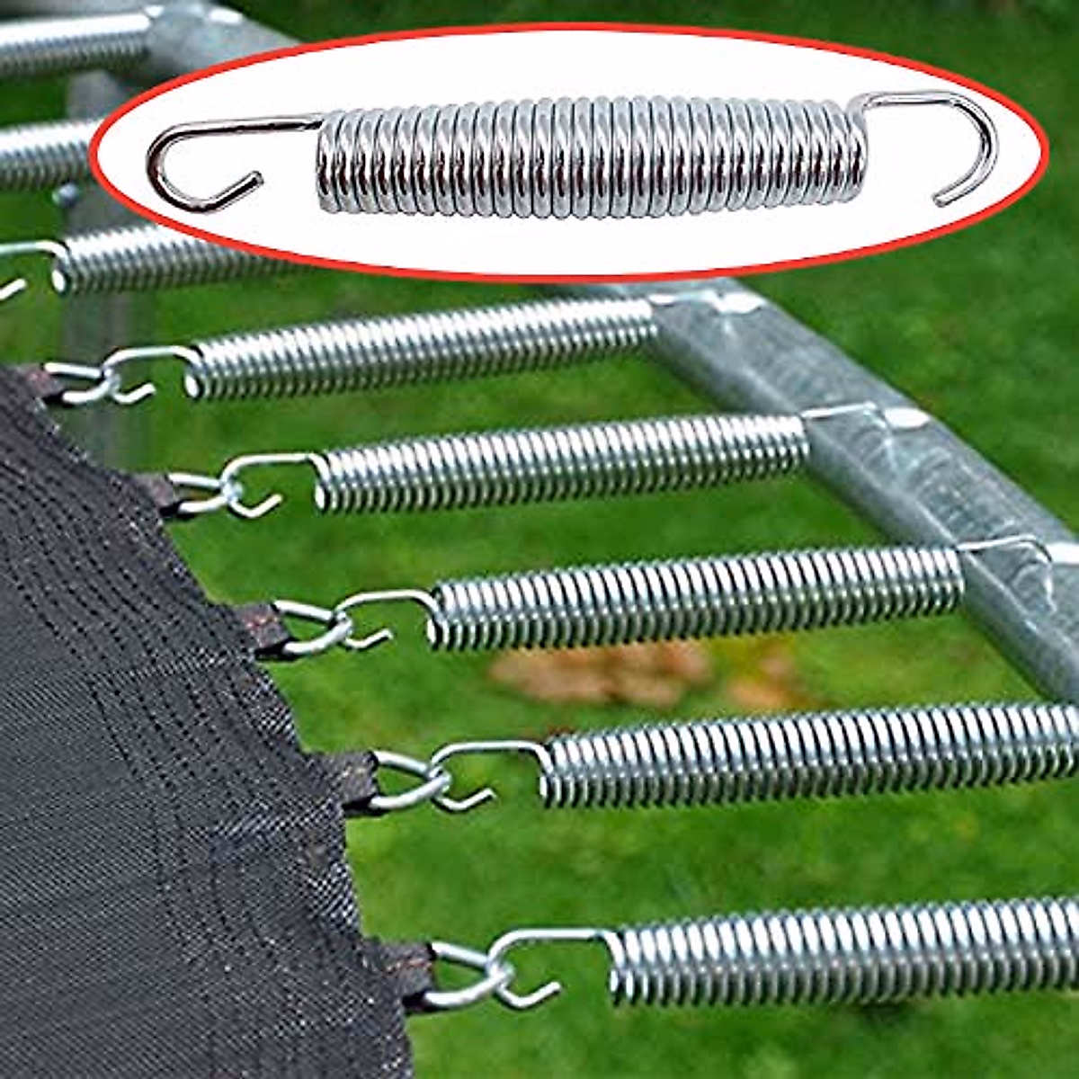 6.5 inch Spring，Galvanized Trampoline Springs a Set of 10packs with Hooks。, Thicker Steel Gauge for Durability. offering The Steel, The thickest Steel Guage,