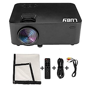 Luby Portable Movie Projector with Free Projector Screen Perfect for Fun Camping Neighborhood Gathering Backyard Movie