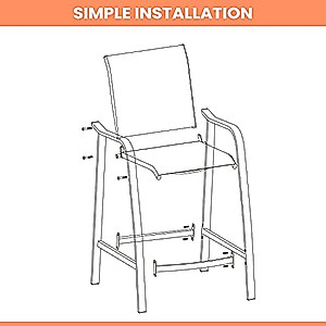 Pellebant Aluminum Outdoor Bar Stool Set of 2, Patio Counter Height Stools & Bar Chairs All-Weather for Backyard, Pool, Garden, Deck,Brown Frame, 27.5'' Seat Height,270 lb Capacity-Navy Blue