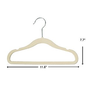 Finnhomy Non-Slip Clothes Hanger for Baby and Kids 30-Pack Velvet Hangers with 10 Finger Clips,Beige