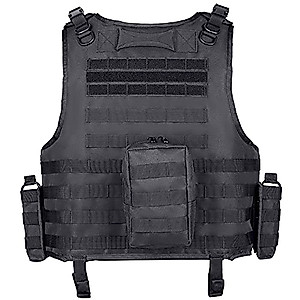 MGFLASHFORCE Tactical Airsoft Vest Adjustable Modular Paintball Vest (Black)