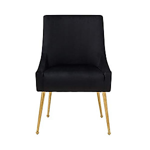 Limari Home Lombardo Collection Modern Style Velvet Upholstered Dining Chair with Back Handle (Set of 2), Black, Gold