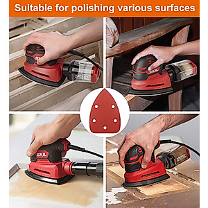 Detail Sander Paper, 80-600 Grits, Hook and Loop Backing, 5 Holes, for Sanding and Polishing, 60 Sheets