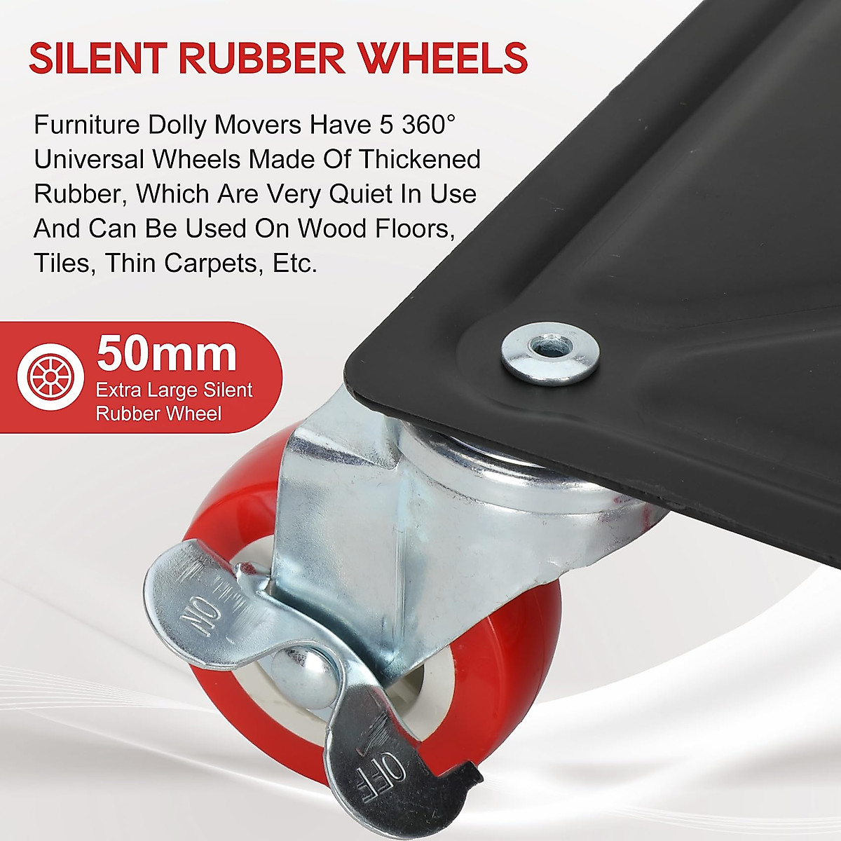 Upgrade Large Furniture Dolly 5 Wheels Heavy Duty, Furniture Movers Sliders Carbon Steel Panel, Five Free Locking 360° Rotating Rubber Universal Wheels,Maximum Load 3474LBS