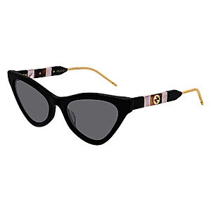 Gucci Women's Sophisticated Web Cat Eye Sunglasses, Black/Black/Grey, One Size