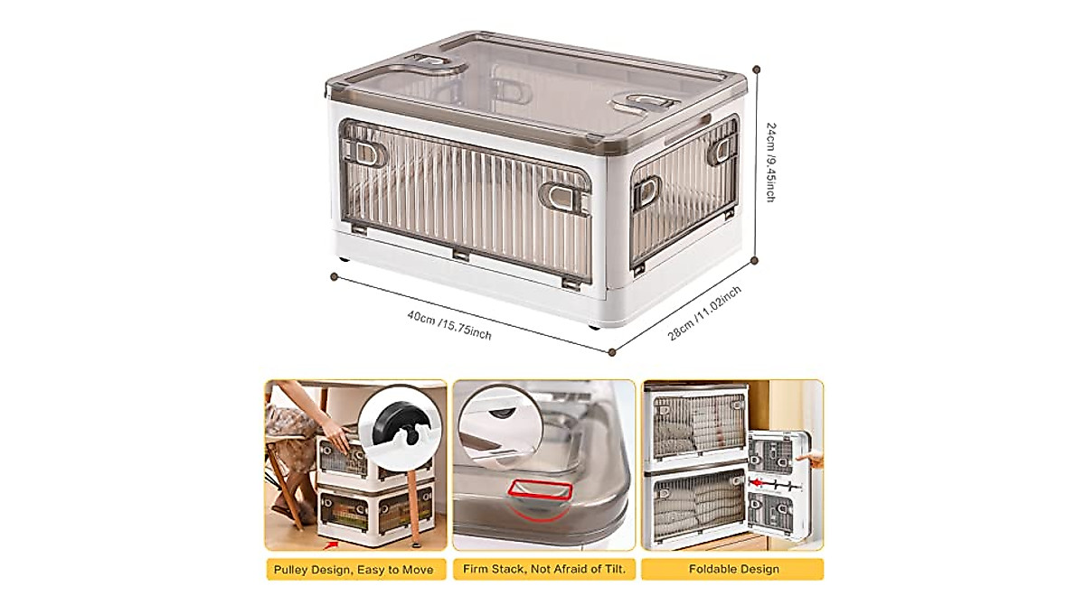 2 Pack Stackable Rolling Storage Bins with Lids - DILIBRA