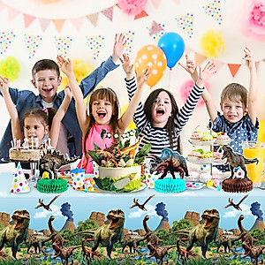 10 Pcs Dinosaur Centerpieces For Birthday Party 3D Dino Honeycomb Table Decorations Safari Jungle Animal Theme Baby Shower Table Paper Topper Stand Decor For Boys Girls Kids