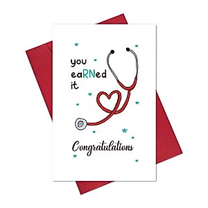 Ogeby Cute Nurse Graduation Card Gifts, Lovely RN Graduation Greeting Card, You Earned It Congratulations Card Gift for New Nurse