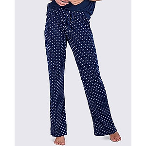 Real Essentials Women’s Pajama Sets Ladies Short Sleeve V-Neck Tops Pants Bottoms Bamboo Pijama Mujer comfy Soft PJ fashion Sleepwear Lightweight Sleep Lounge Night Wear, Set 6, XL, Pack of 2