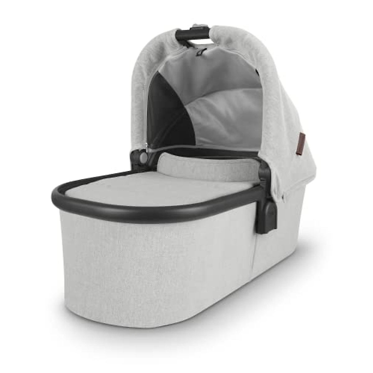 Cruz V2 Stroller -Anthony (White & Grey Chenille/Carbon/Chestnut Leather) + Bassinet - Anthony (White & Grey Chenille/Carbon)