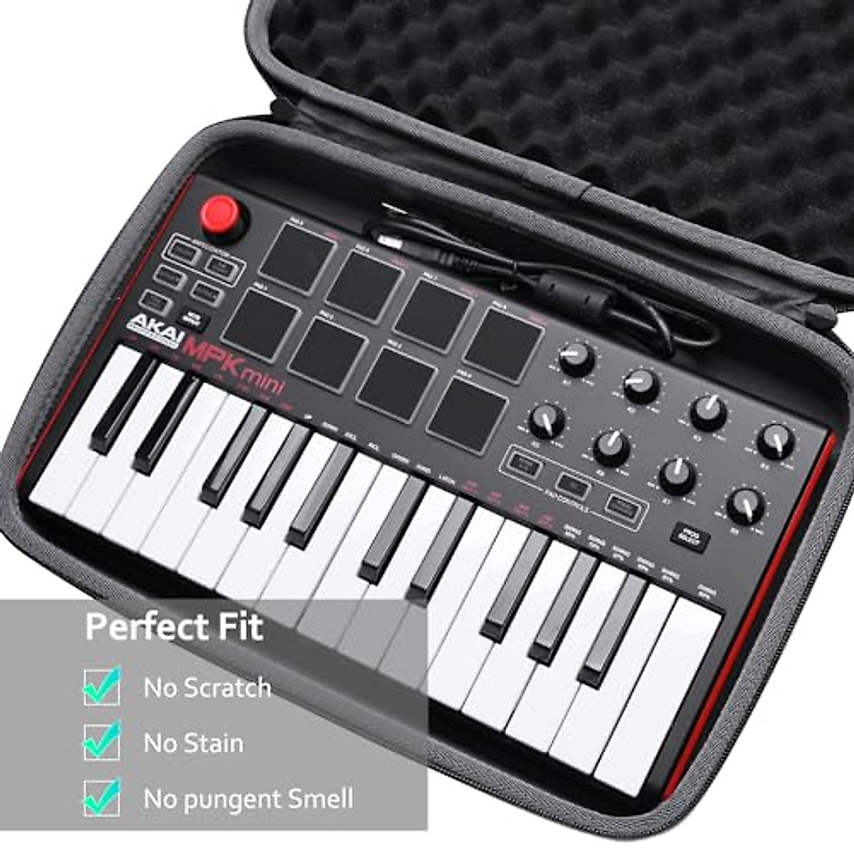 XANAD Hard Protective Case for Akai Professional MPK Mini MKII & MK3 & MPK Mini Play | 25-Key Ultra-Portable USB MIDI Drum Pad & Keyboard Controller